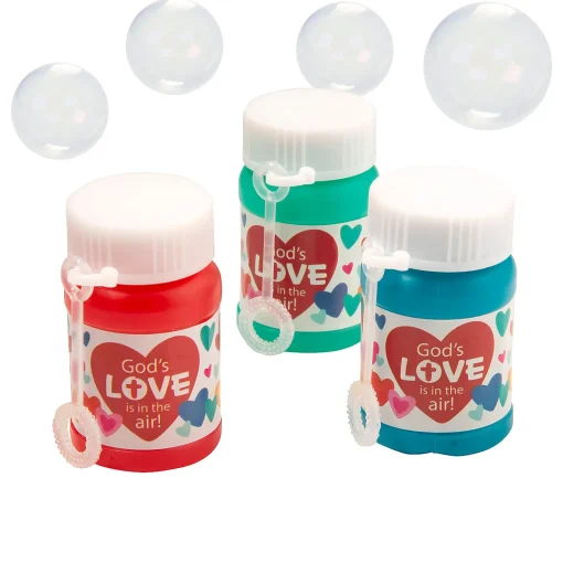 Religious Valentine Mini Bubble Bottles - 24 Pc. - Fidget Toys